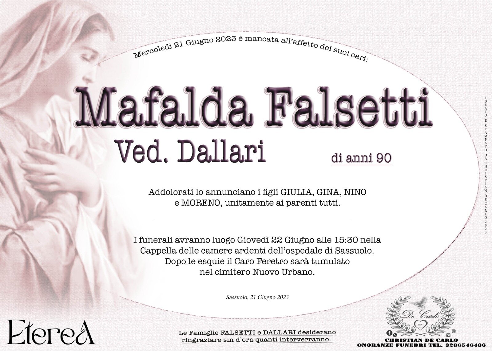 Mafalda Falsetti Ved. Dallari di anni 90