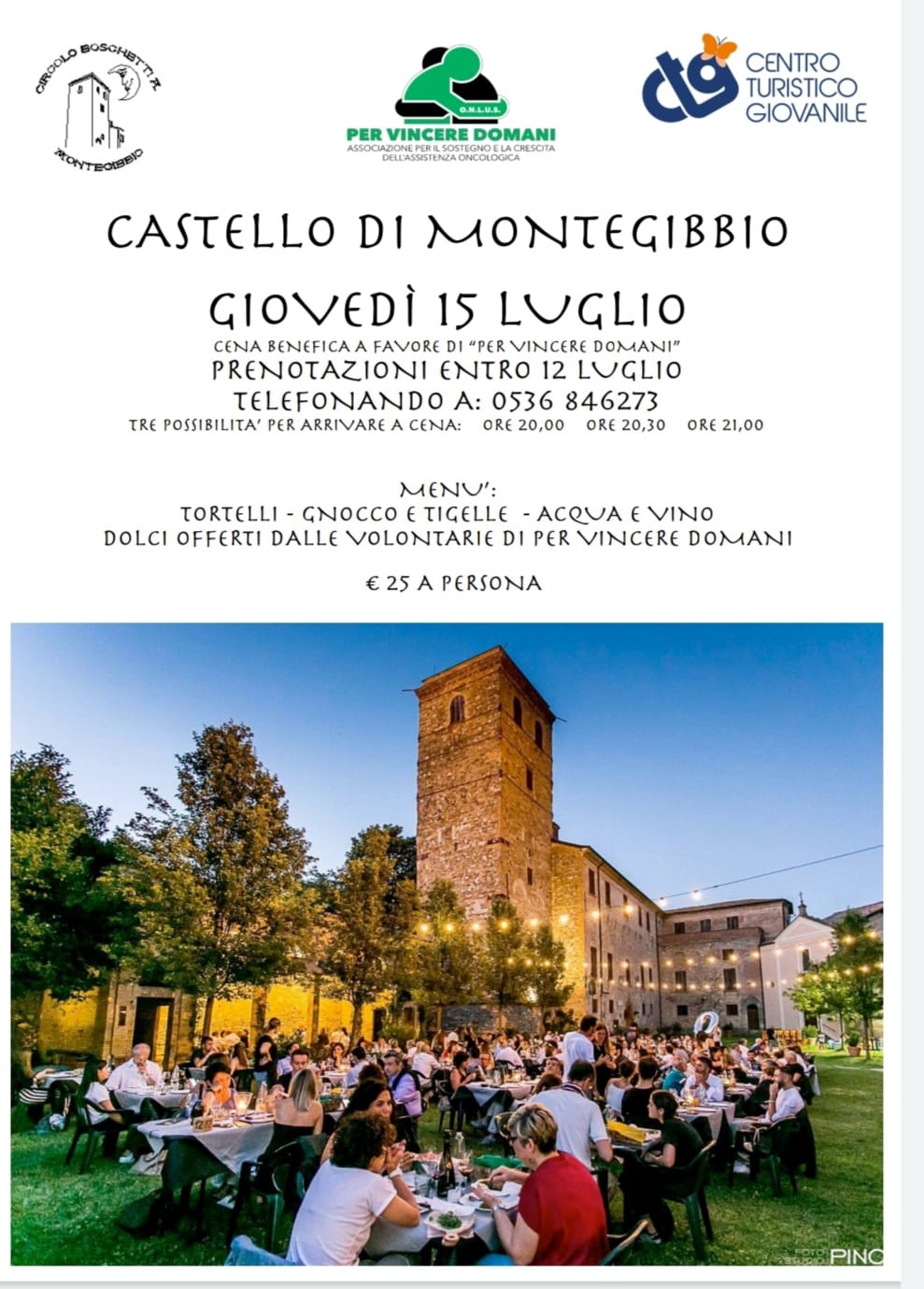 Castello Di Montegibbio - Cena di Beneficenza - Per vincere Domani